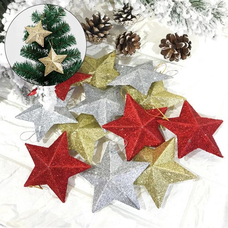 4/6pcs Assorted Color Star Christmas Decor Glitter | Shopee Philippines