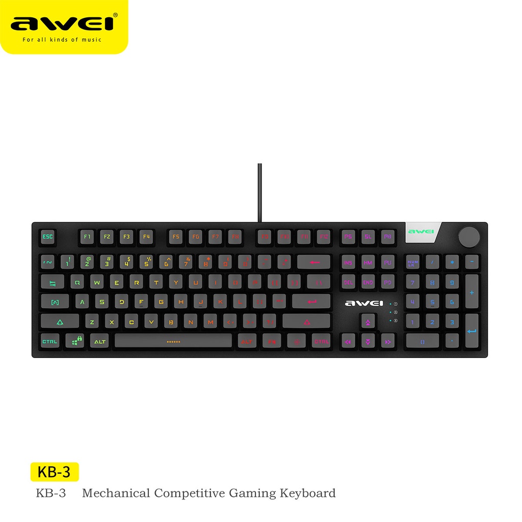Awei Wired Gaming Mechanical Keyboard Membrane Backlit RGB Gaming 108 ...