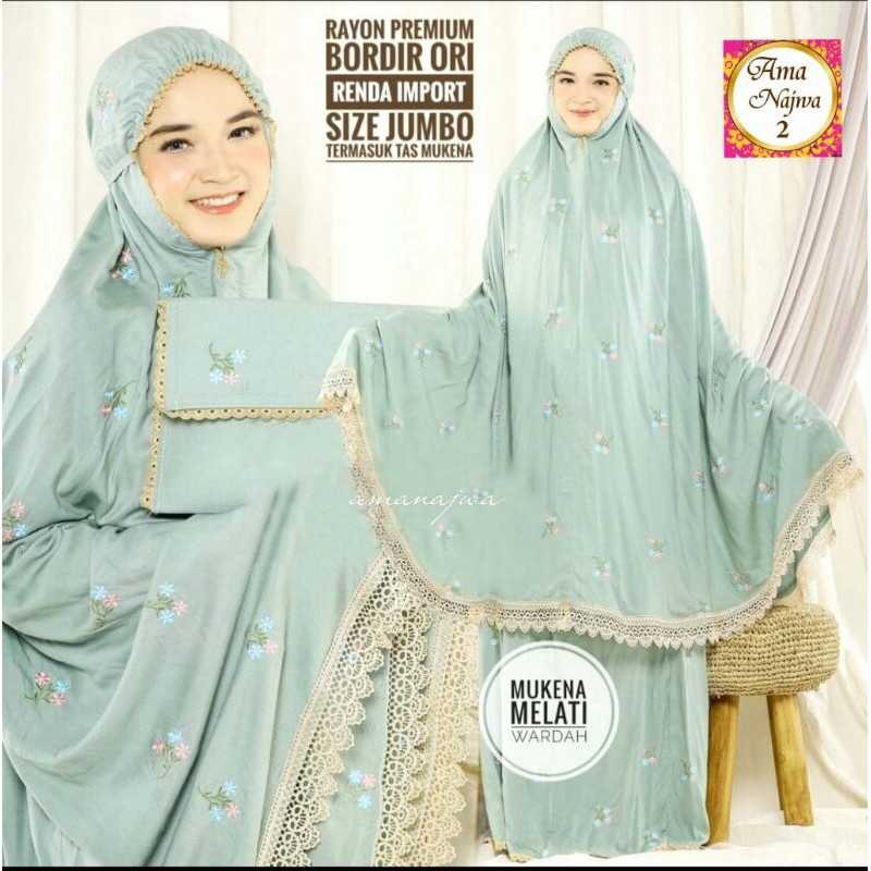 MELATI LUXURY MUKENA JUMBO size Rayon EMBROIDERY LACE HQ by Ama Najwa ...