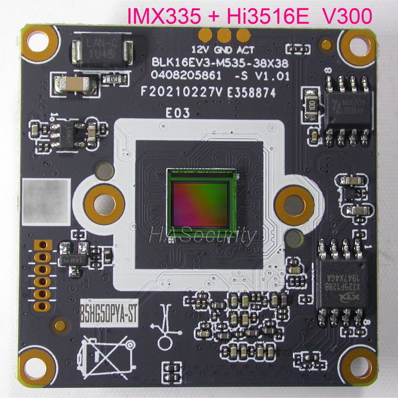 5.0MP H.265 / H.264 1/2.8" SONY STARVIS IMX335 CMOS sensor + Hi3516E V300 IP network camera PCB ...