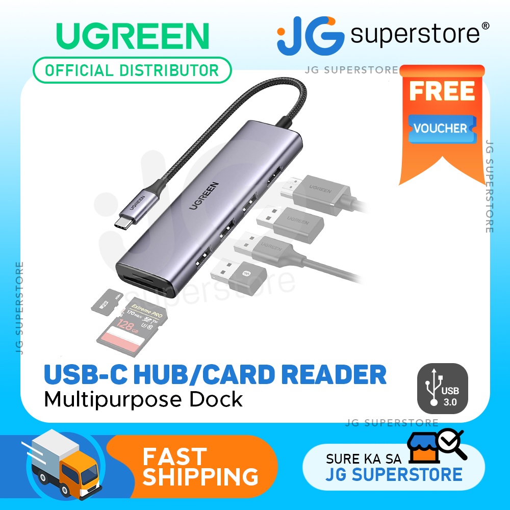 [CLEARANCE] UGREEN 6-in-1 USB-C Hub - 4K 30Hz HDMI USB 3.0 Ports & SD microSD Card Reader ...