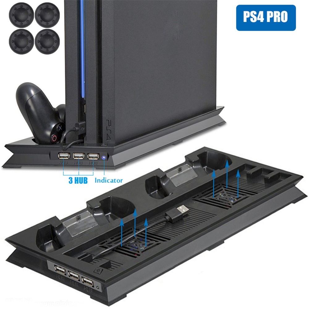 For PS4 PRO Cooling Vertical Stand 2 Controller Charger Charging Dock ...
