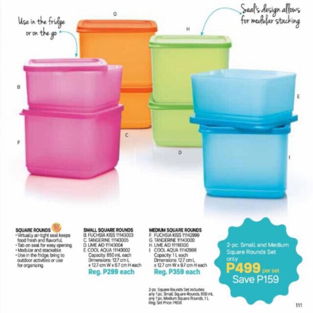 Medium and Small Square Rounds 650ml 1Liter food container stackable ...