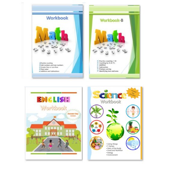 Workbooks on Math, Science, English recommended for grade 1 (bundle G1 ...