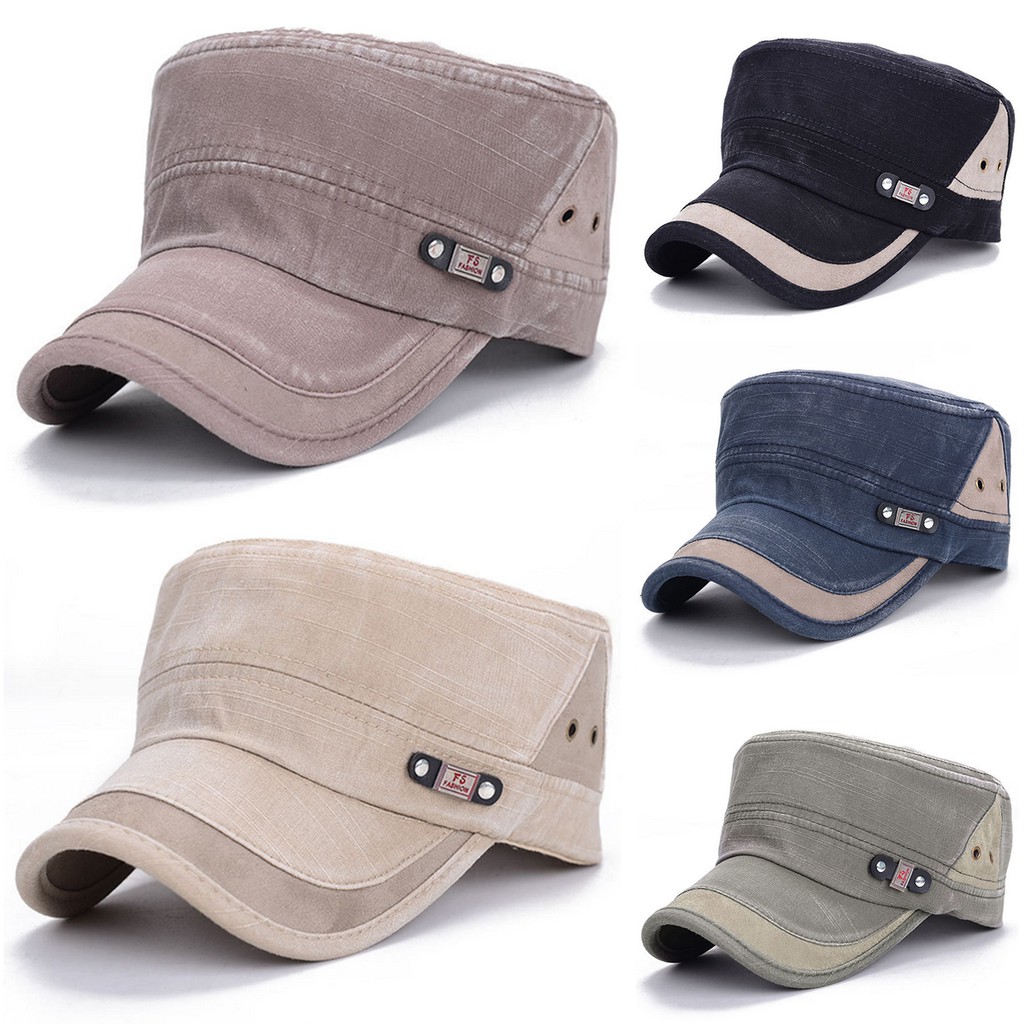 Men Women Vintage Military Adjustable Cadet Hat Army Cap | Shopee ...