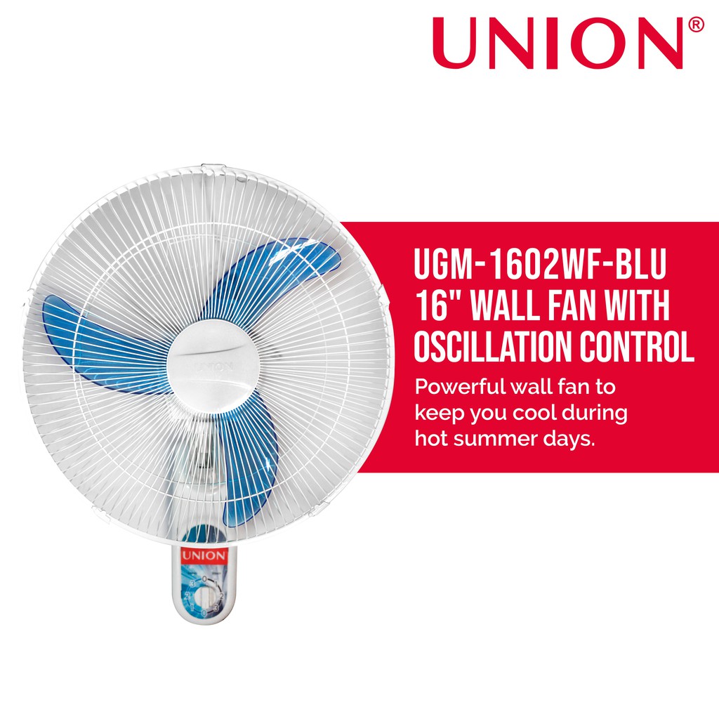 Union UGM-1602WFBLU 16" Windplus Wall Fan (Blue) | Shopee Philippines