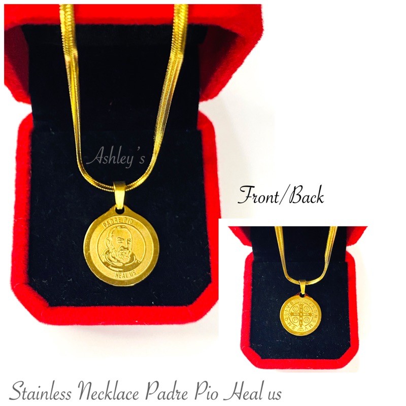 Stainless Necklace Padre Pio gold plated | Shopee Philippines
