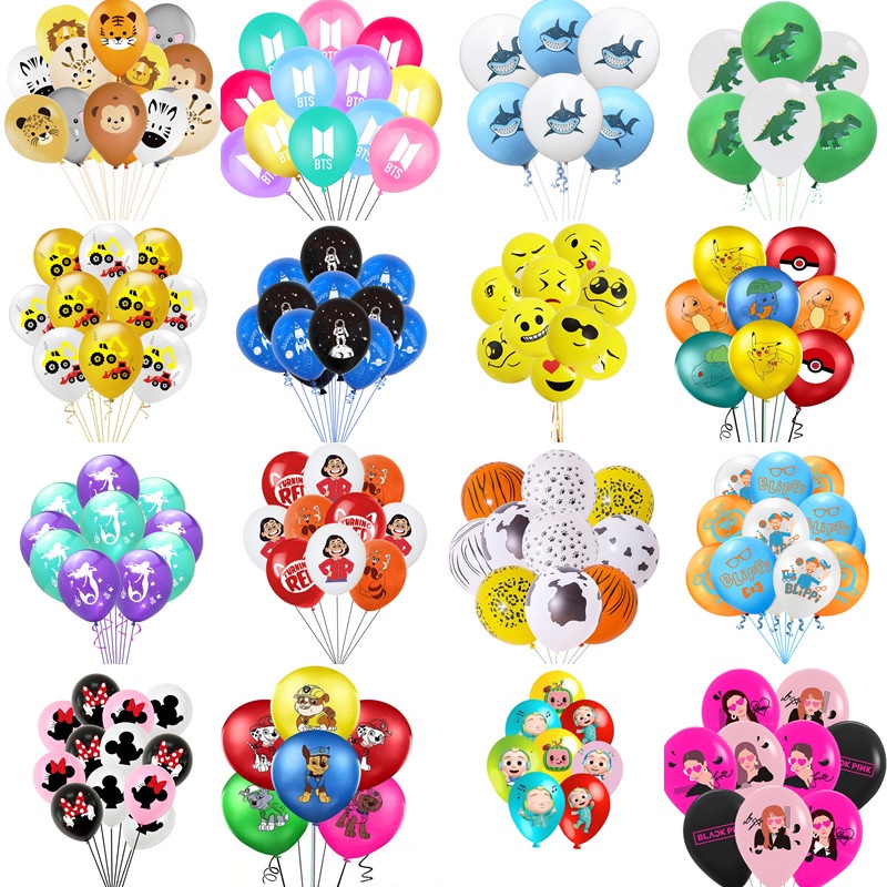 10pcs 12 inch Cartoon Latex Balloons Various Themed Latex Balloons Kids ...