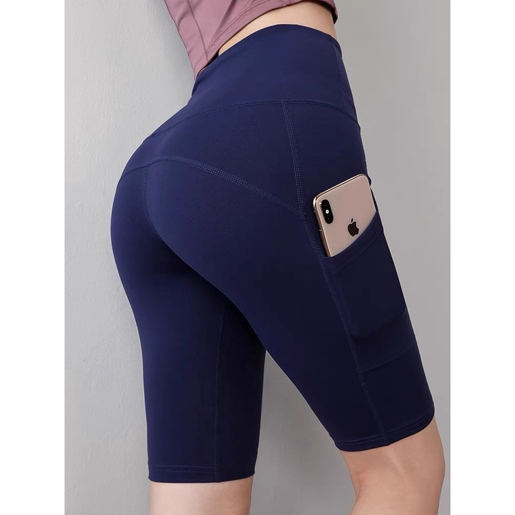 Women Cycling Running Shorts High Waist Pocket Compression Tights ...