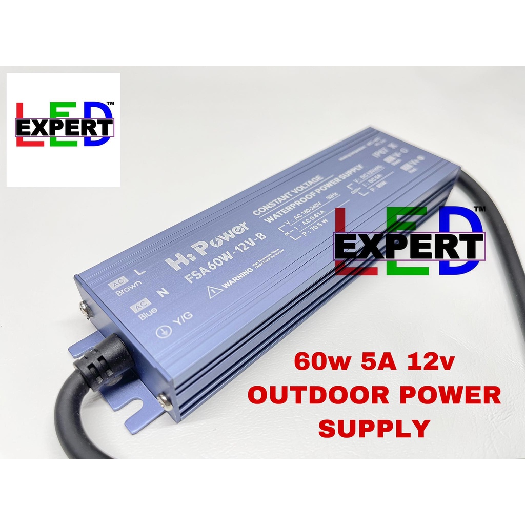 OUTDOOR power supply 60watts 12volts IP67 for 12v Led Strip Lights, 12V ...