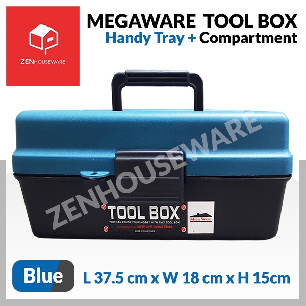 Megaware Handy Durable Utility Tool Box Storage Container with Carrying ...