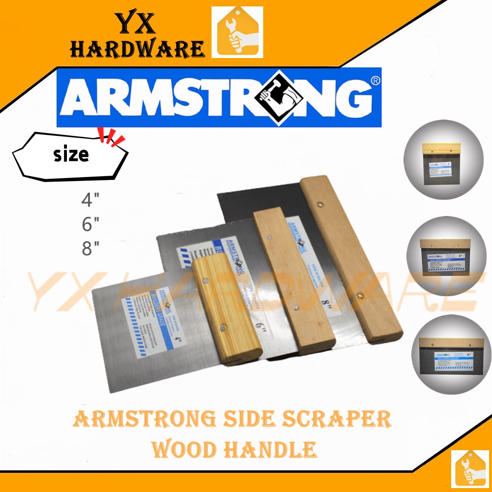 Armstrong Side Scraper Paleta Putty Knife Wall Scraper Wood Handle 4" 6 ...
