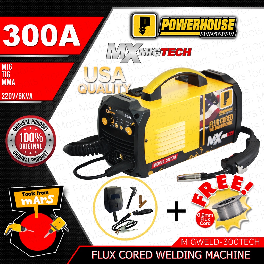[3IN1] POWERHOUSE US 300A Migweld Gasless Portable Inverter Welding ...