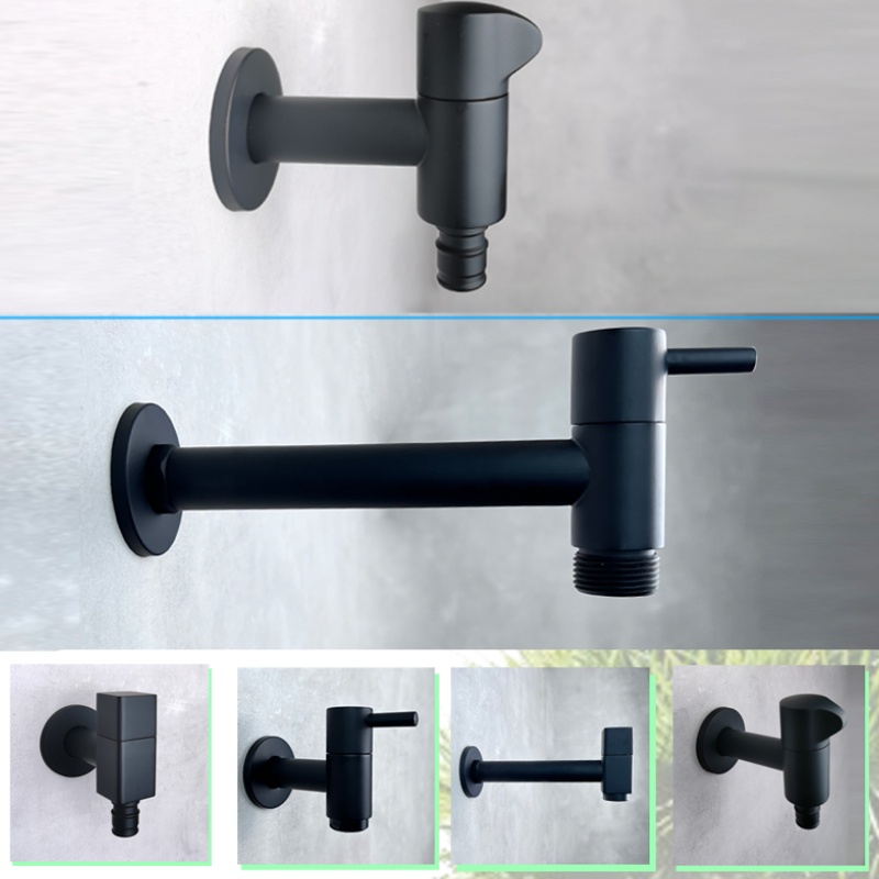 Matt Black Faucet Washing Machine Connector Outlet Mop Swab Tap Extra ...