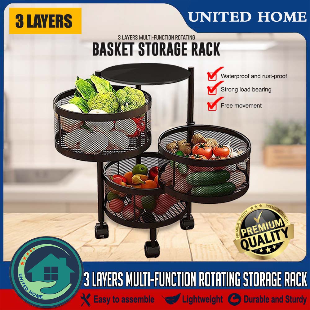 UNITED HOME Multi-use Rotating Storage Rack Fruit Vegetable Basket ...