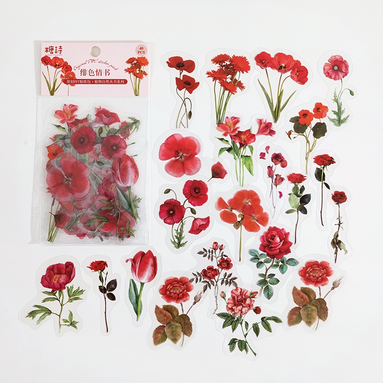 ENWEI 40 Pcs Plant Nature Series Retro Journal Stickers Scrapbooking ...