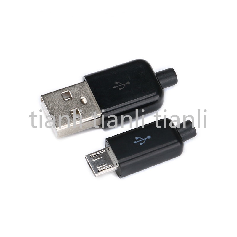 10pcs/lot Black Micro USB Male Plug USB Connector DIY Kit with Covers ...