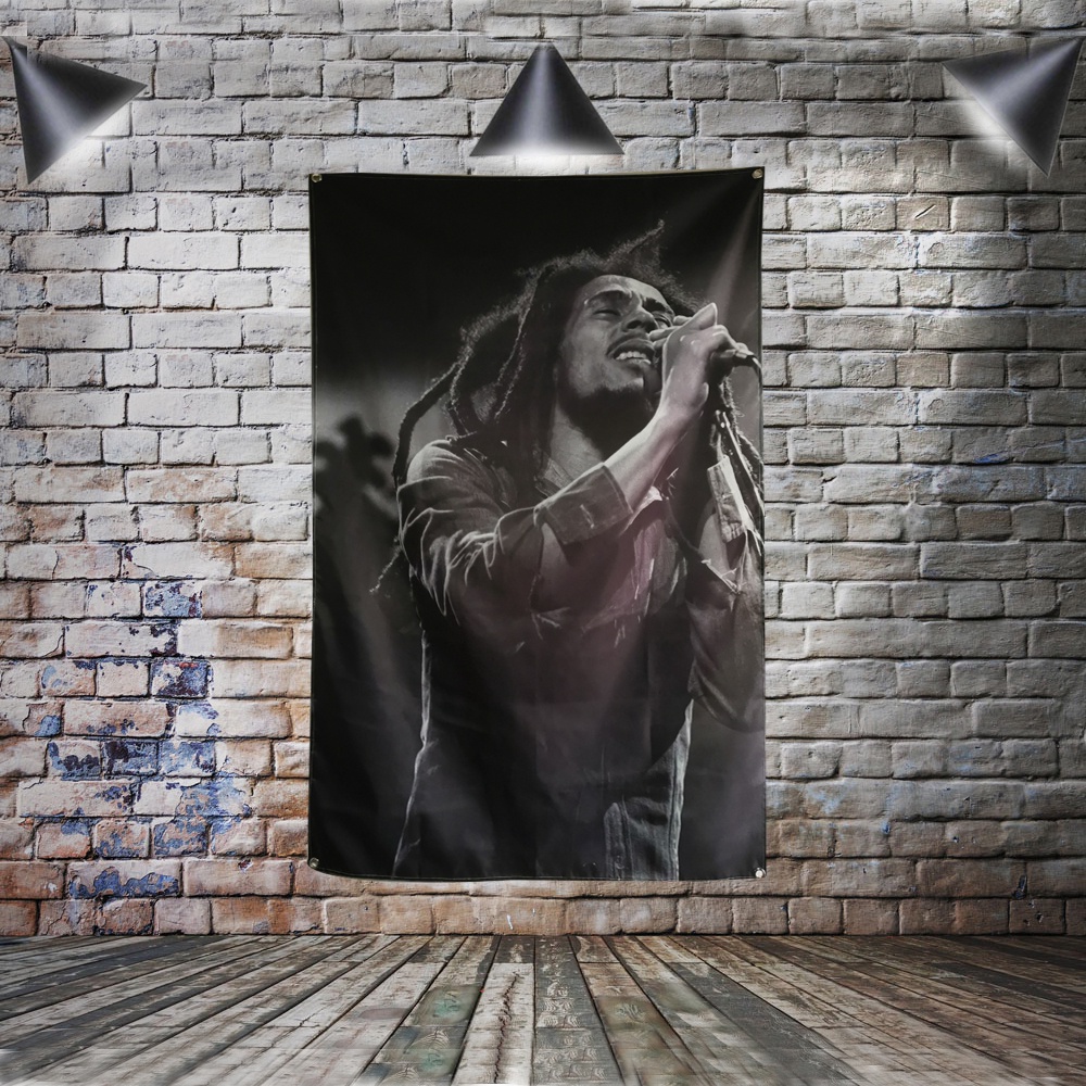 Bob Marley Reggae Black Flag Freedom Banner Home Decoration Hanging ...