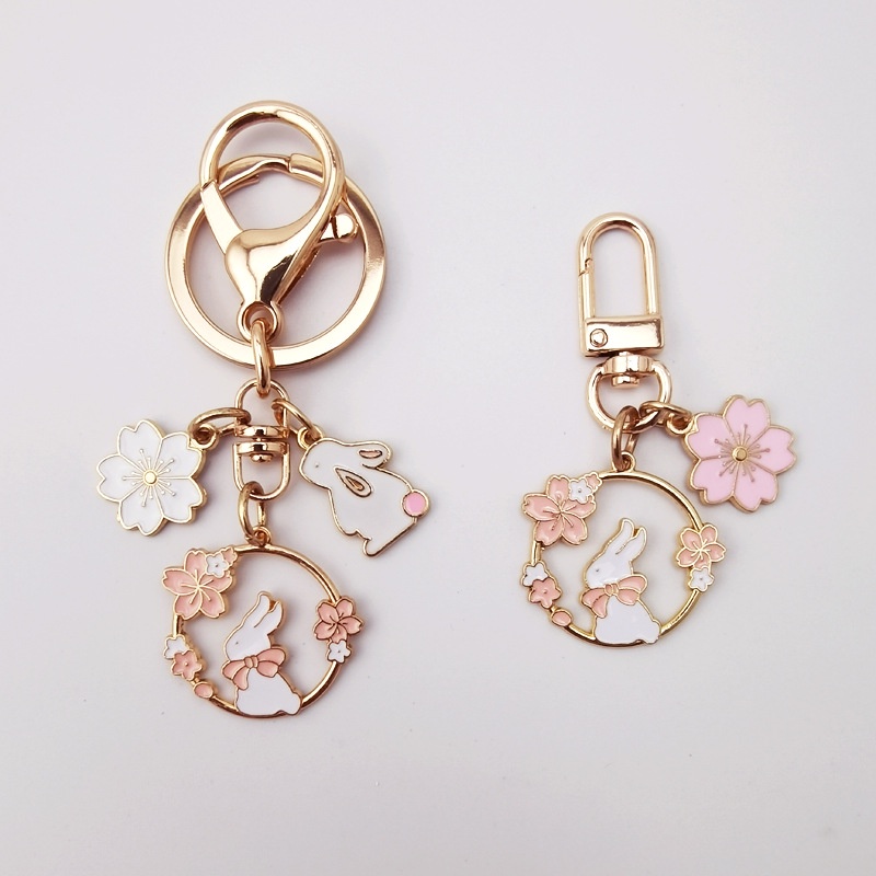 Keychain diy Japanese Style Japanese Style Cherry Blossom Rabbit ...