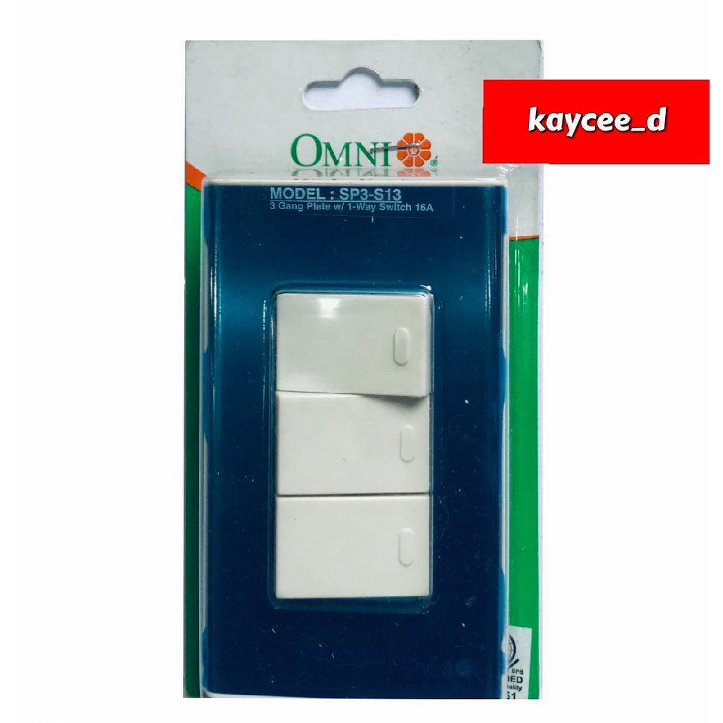 Omni 3 Gang Plate with 3 Pcs. 1 Way Switch- Wide Series-- 16A- SP3-S13 ...