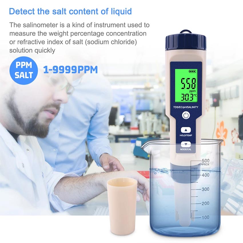EZ-9909 5 in 1 Salinity TDS EC Temperature PH Meter Water Quality ...