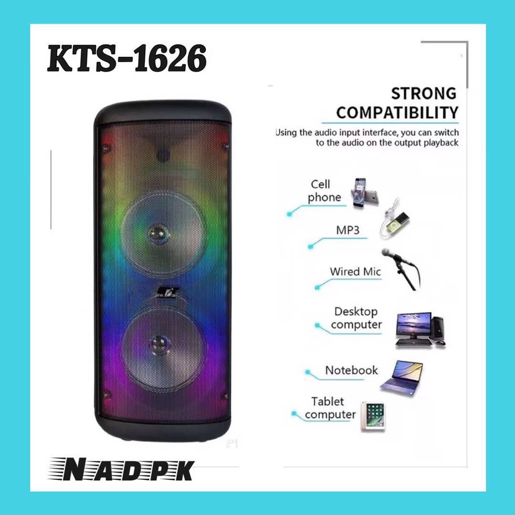 KTS-1626 16”Super Bass portable bluetooth wireless speaker Led Flame Light Karaoke speakers free ...