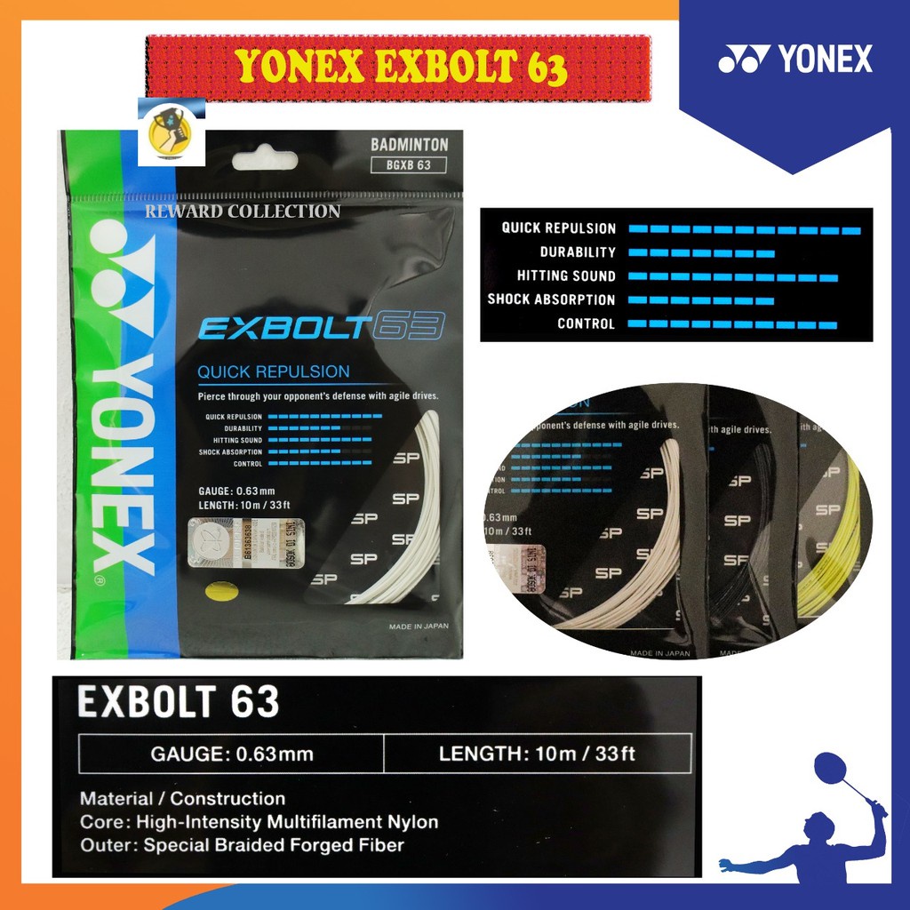 Yonex EXBOLT 63 BADMINTON STRINGS ORIGINAL!! | Shopee Philippines