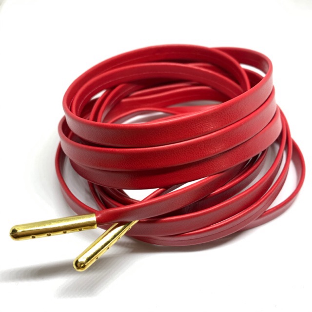 Red Premium Leather Lace with Gold Aglets | Shopee Philippines
