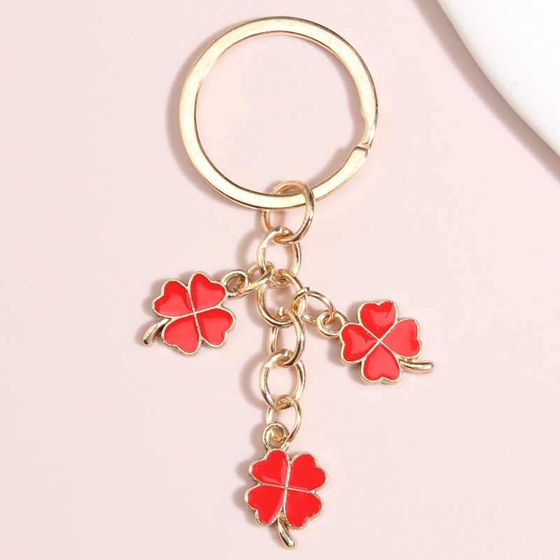 Lovely Enamel Keychain 2 Colors Heart Four Leaf Clover Key Lucky Key ...