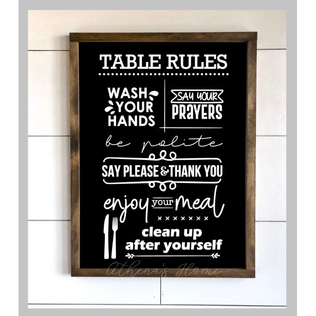 TABLE RULES RUSTIC SIGN for your DINING ROOM WALLS | Shopee Philippines