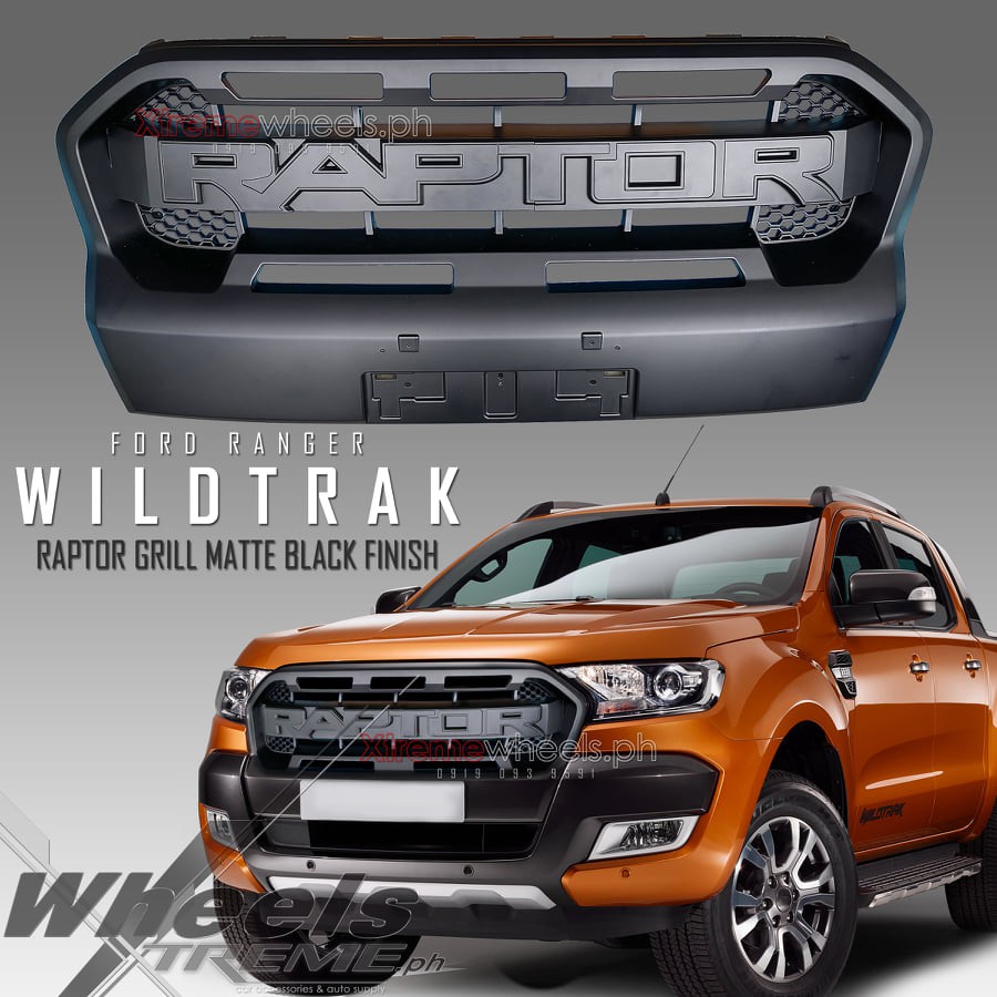 Ford Ranger Wildtrak 2018-2022 Matte Black Front Grille with logo ...