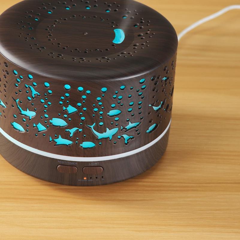500ml Remote Fish Humidifier Aromatherapy Diffuser Full Wood Model (not ...