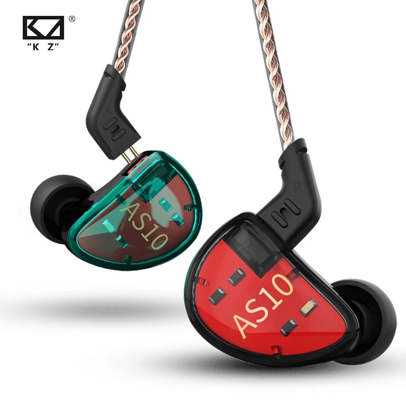 KZ AS10 Headphones 5BA Balanced Armature Driver HIFI Bass Earphones In Ear Monitor Sport Headset ...