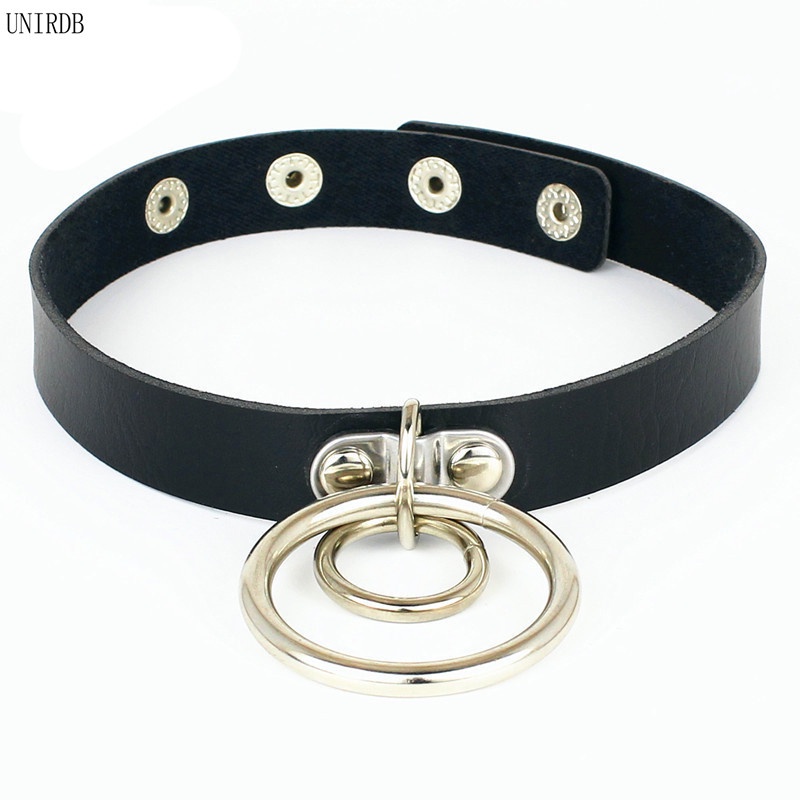 Woman Black Punk Choker Collar Necklace Pu Leather Goth Rivets Choker ...