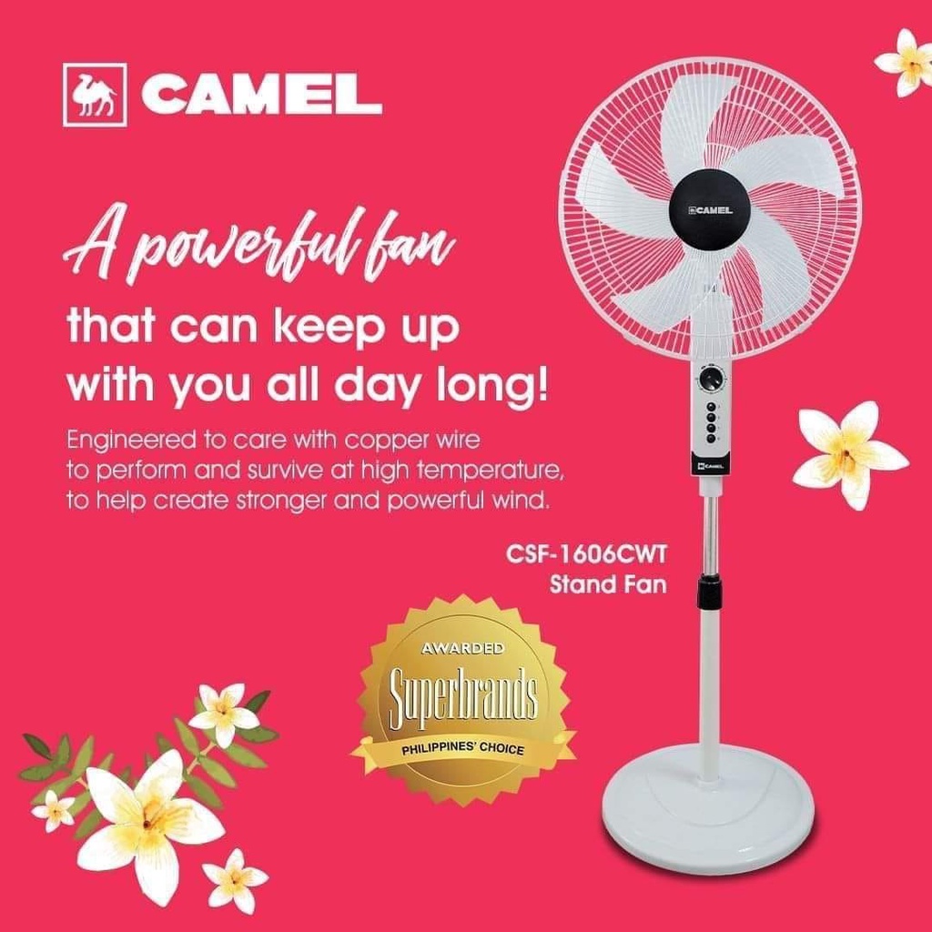 Camel CSF1610C 16inches 5-Leaf Blade Banana Blade Stand Fan | Shopee ...