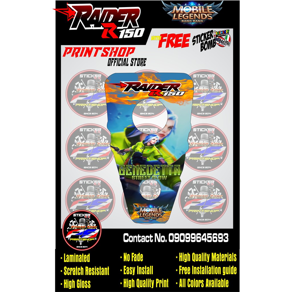 Raider 150 R150 Reborn Carb Gas Tank Decal Sticker Mobile Legend ...