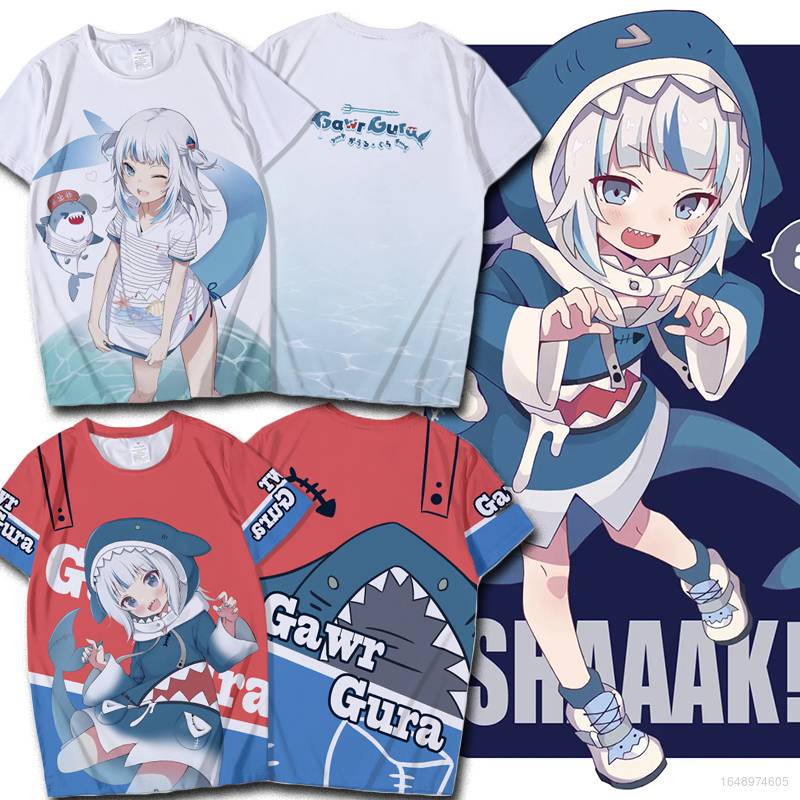 Sam Hololive Vtuber Gawr Gura T-shirt Anime Short Sleeve Tops Casual ...