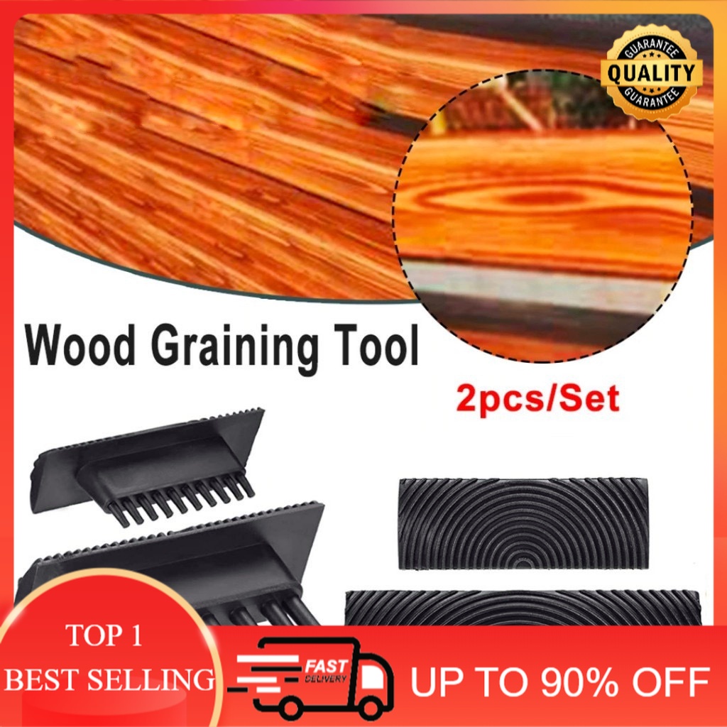 2pcs Black Rubber Wood Grain Paint Roller DIY Graining Painting Tool ...