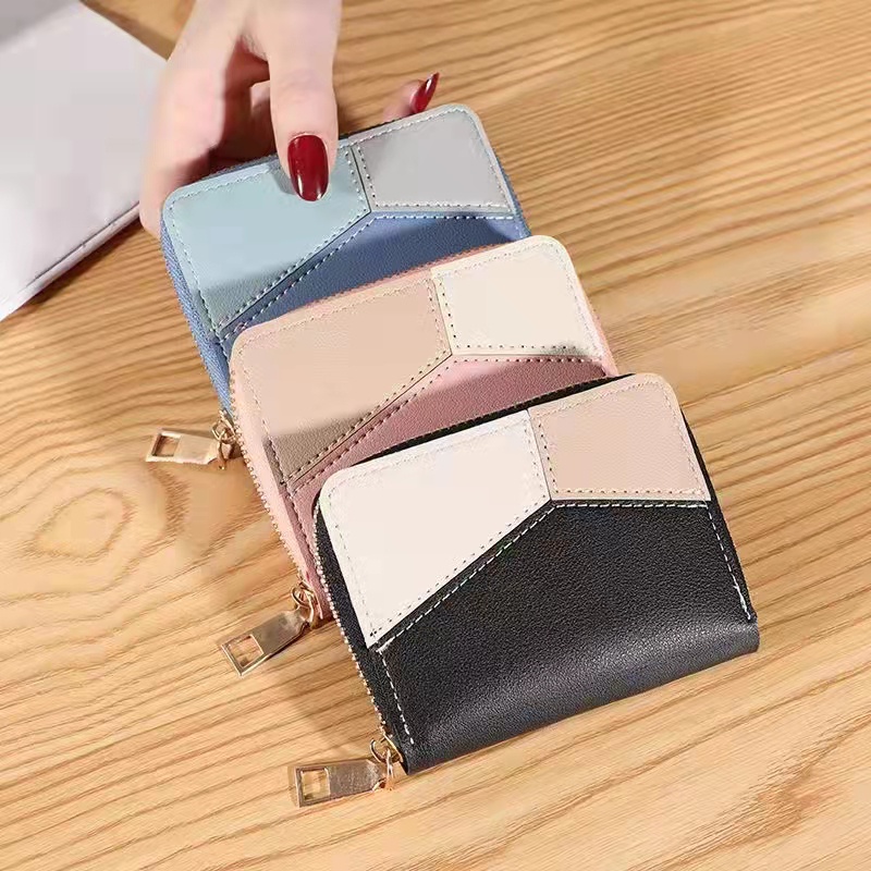 Vana shop Korean Mini Women Cute Short 3 Colors Splice Coin Wallet ...