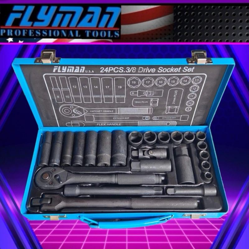 Flyman original 24pcs & 21pcs & 19pcs & 47 Socket set 3/8 drive (8mm to ...