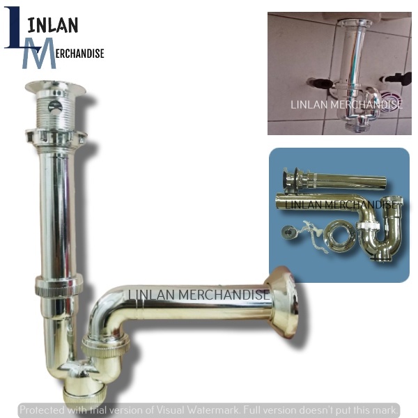 1 PC Chrome Plated PVC P-Trap Sink Drain Filter (1&1/4") (1009 ...