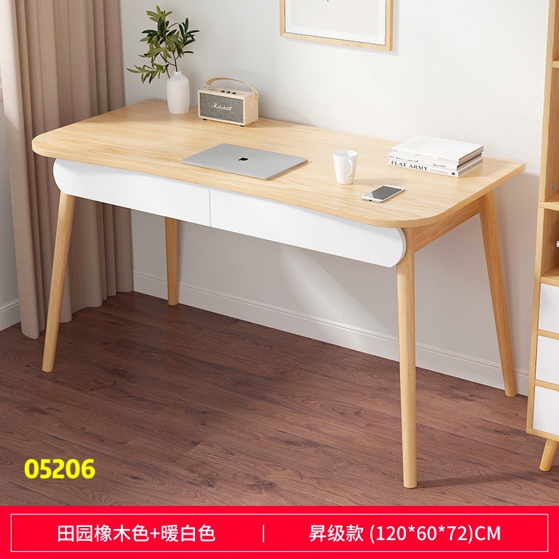 Desk Simple Home Student Solid Wood Legs With Drawer Study Desk ...