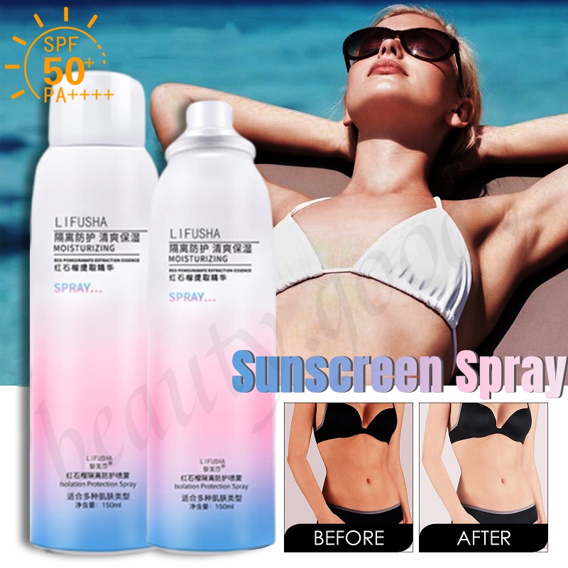 LIFUSHA Whitening Sunscreen Spray Pomegranate Isolation Protection Sunscreen Spray UV 150ml ...