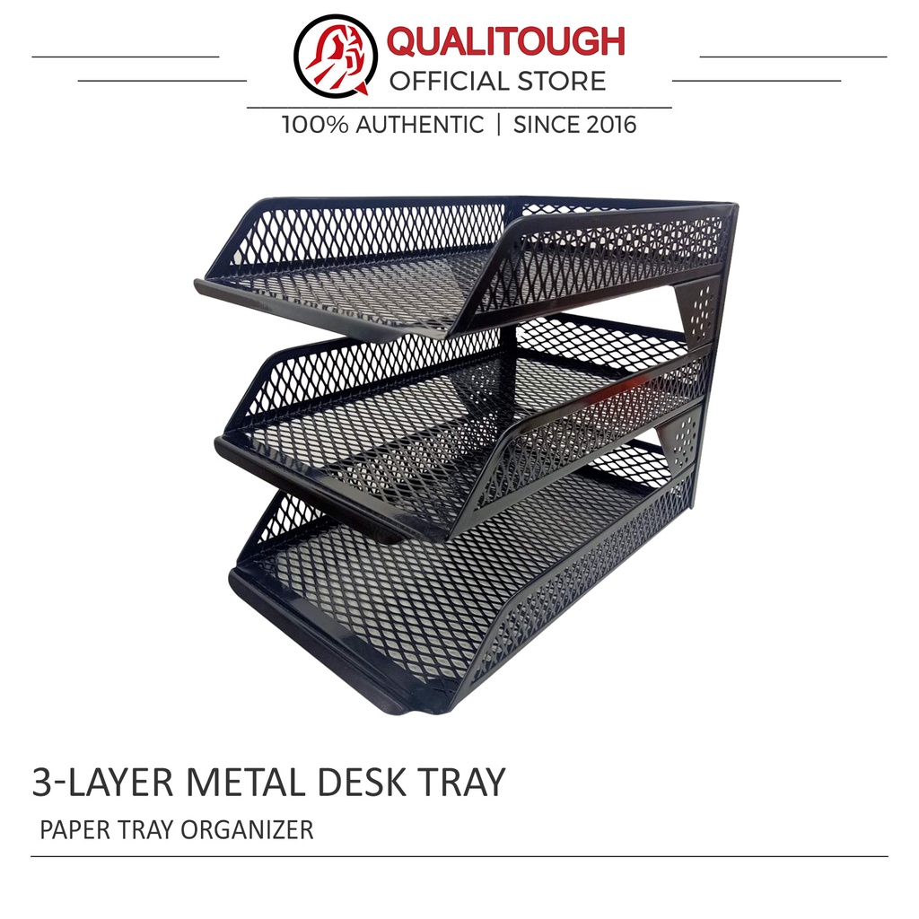 Metal Desk Tray 3 Layer - Letter Tray in Black Metal Mesh for ...