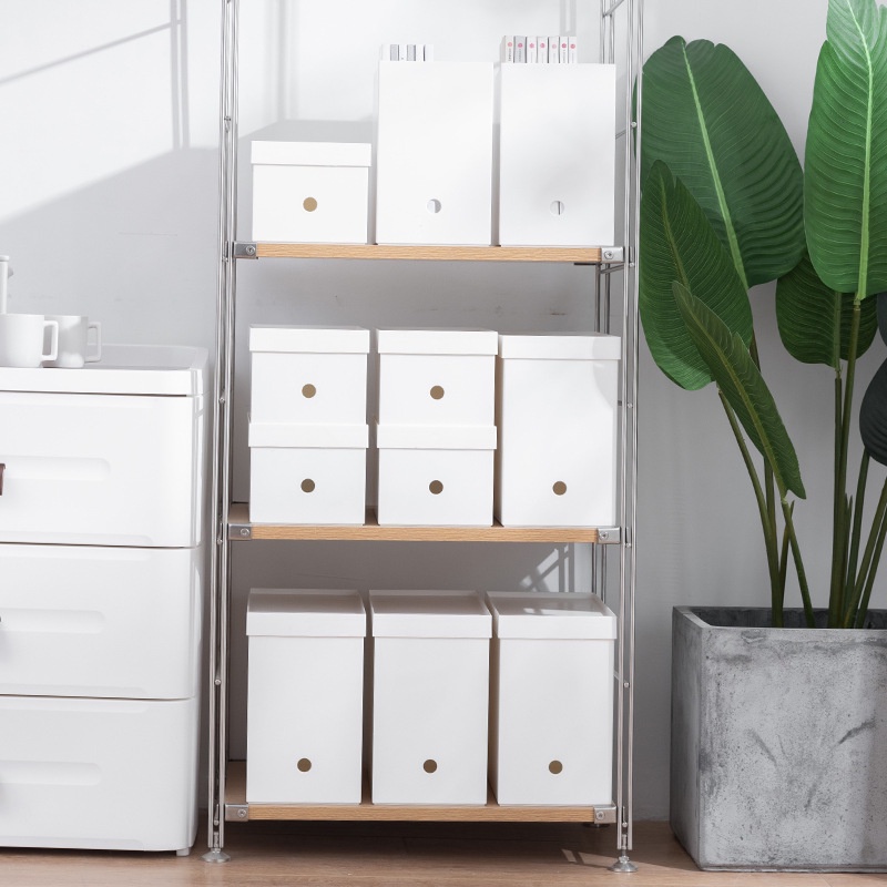 Plastic Office A4 File Storage Box Stackable Home Organizers Living ...