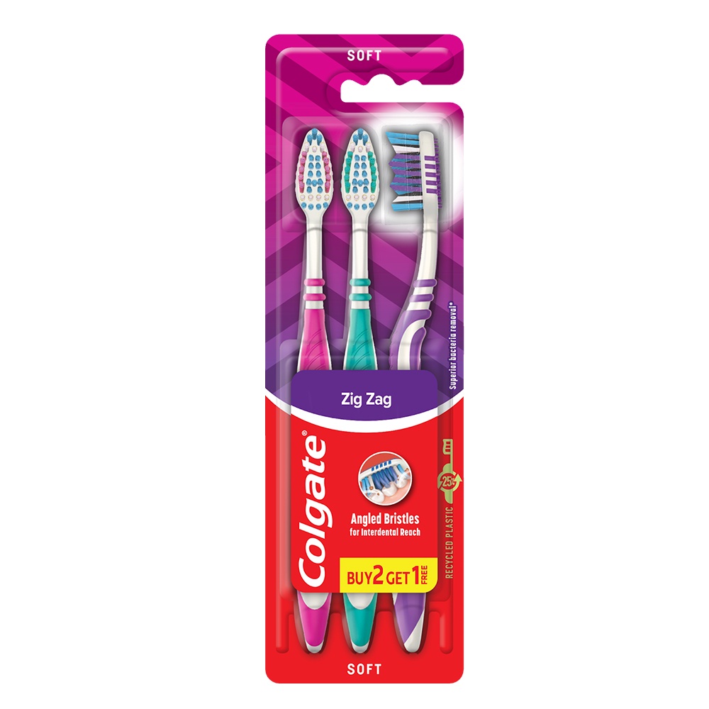 Colgate Zigzag Plus Toothbrush (Soft) with Cap Value Pack (Assorted ...