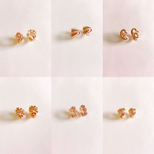 Fashion jewelry rose gold earrings 14k gold plated hikaw | Shopee ...