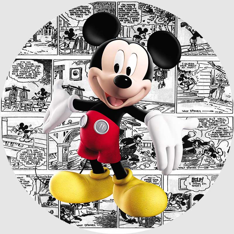 Round Design For Mickey Mouse Backdrop for Children Boys Mickey Comic ...