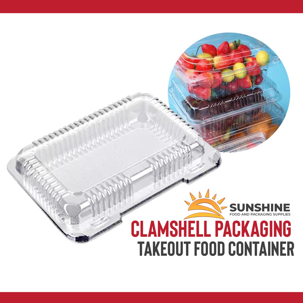 10pcs Clamshell Clear Packs Plastic Takeout Food Box Sushi Tray OPS ...
