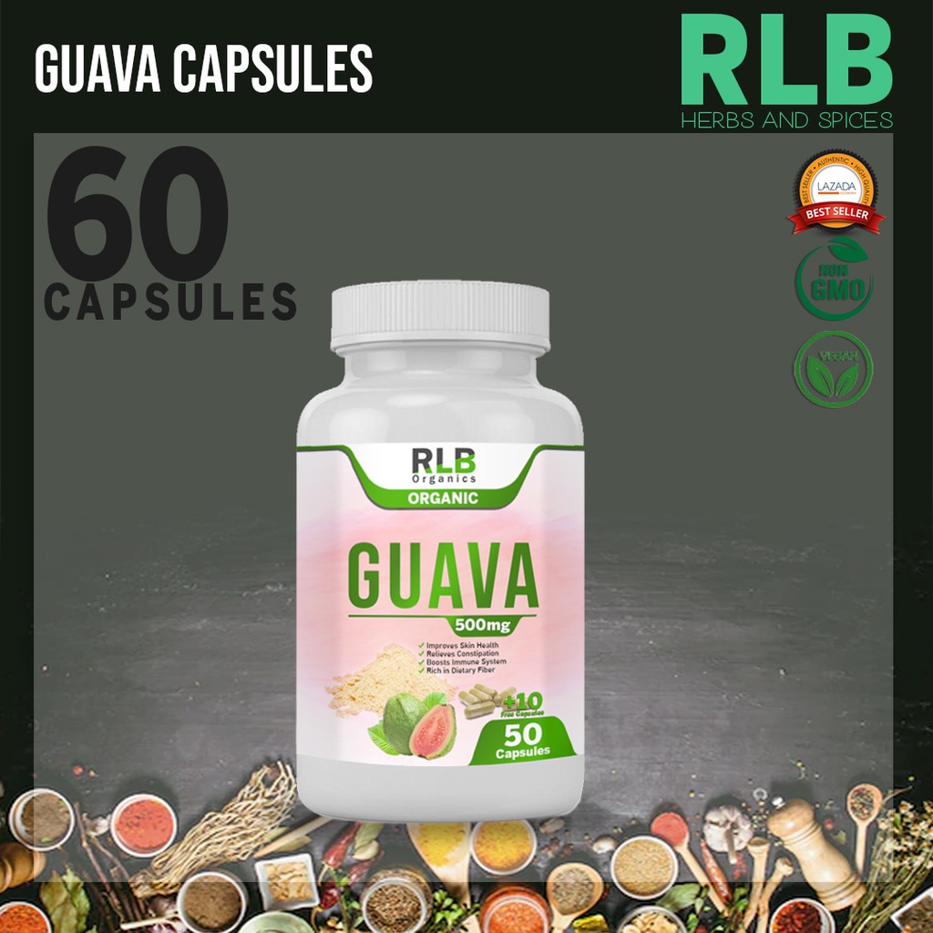 60 Capsules Pure Organic Natural Guava Leaf Capsules - High in Vitamin ...